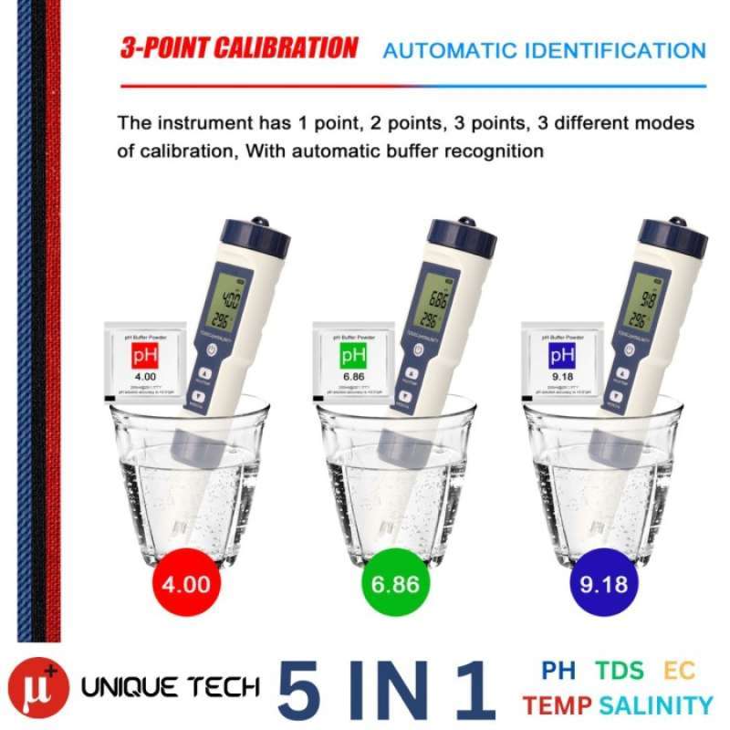 Jual Alat Uji Kualitas Air 5 In 1 Ph Ec Tds Salinitas Termometer ...