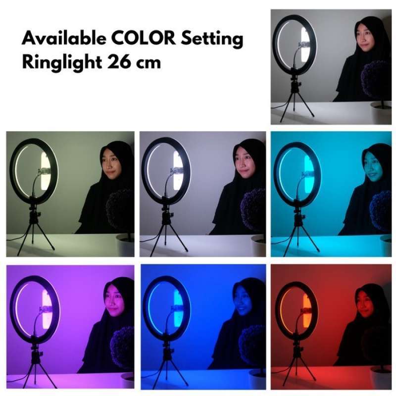 Promo Promo- Ringlight 26cm Impodio /rainbow Rgb Dimmable Konten Tiktok Youtuber - Light+tripod ...