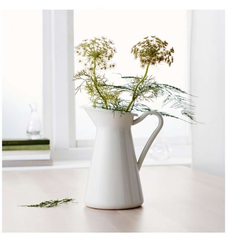 Promo Vas Bunga/pitcher Besi Enamel Bergagang Cantik 22cm_putih Polos ...