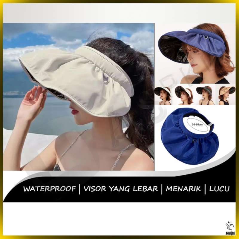 Jual Topi Pantai Anti Uv Wanita Sun Visor Hat Lebar Besar Waterproof Hat Di Seller Wd_store ...