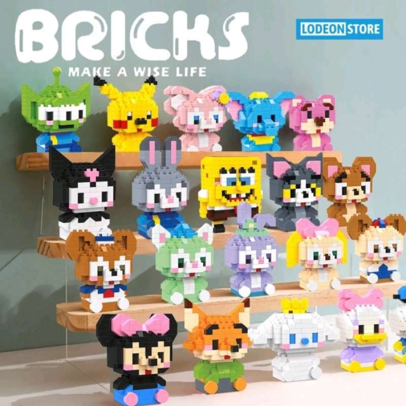 Promo Brick Model Karakter Kartun 2 - Nano Block - Mainan Balok Lele ...