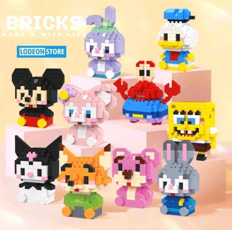 Promo Brick Model Karakter Kartun 2 - Nano Block - Mainan Balok Lele ...