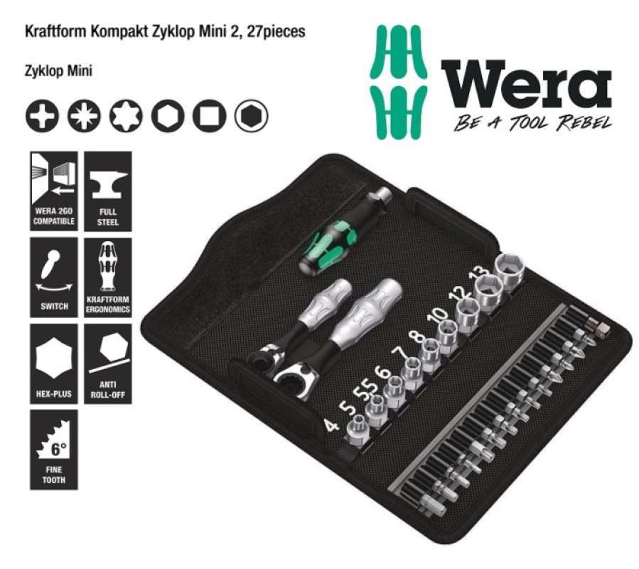 Promo Tool Kit Set Wera 05135918001 Kraftform Kompakt Zyklop Mini 2 ...