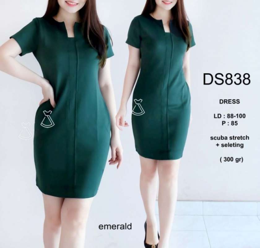 Jual Seds838 Dress Kantor Dress Pesta Basic Sepan Stretch Murah Di ...