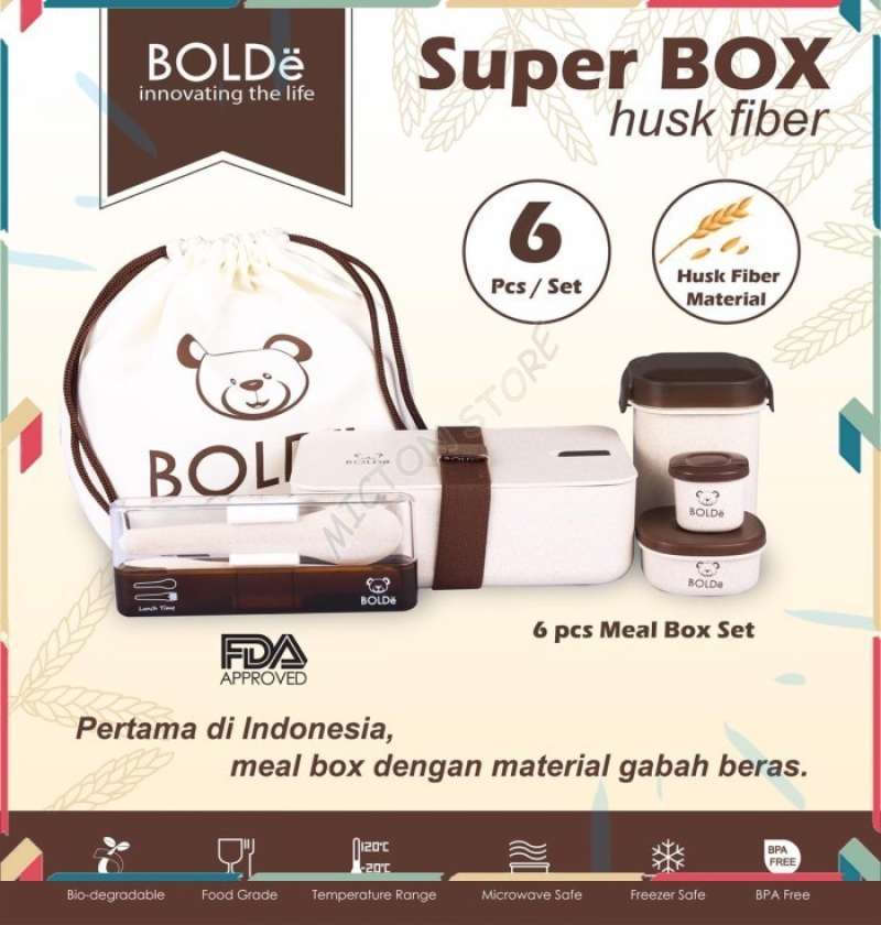 Promo MICTON BOLDe Super Box Husk Fiber Set - 6pcs Meal Box Diskon 23% ...