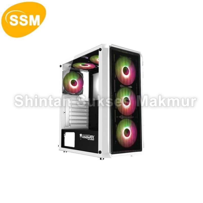 Promo VenomRX Casing PC Genjiro White ATX Tempered Glass 4x120mm ARGB ...