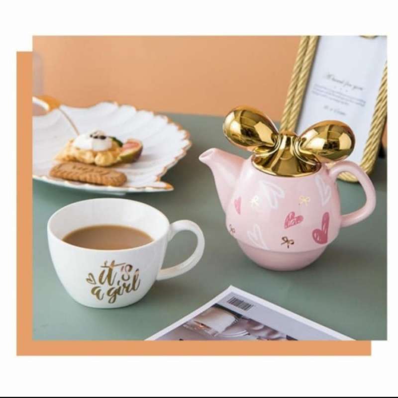 Promo Set Tea Pot Cangkir Teko Kettle Ketel Poci Keramik Set / Teapot ...