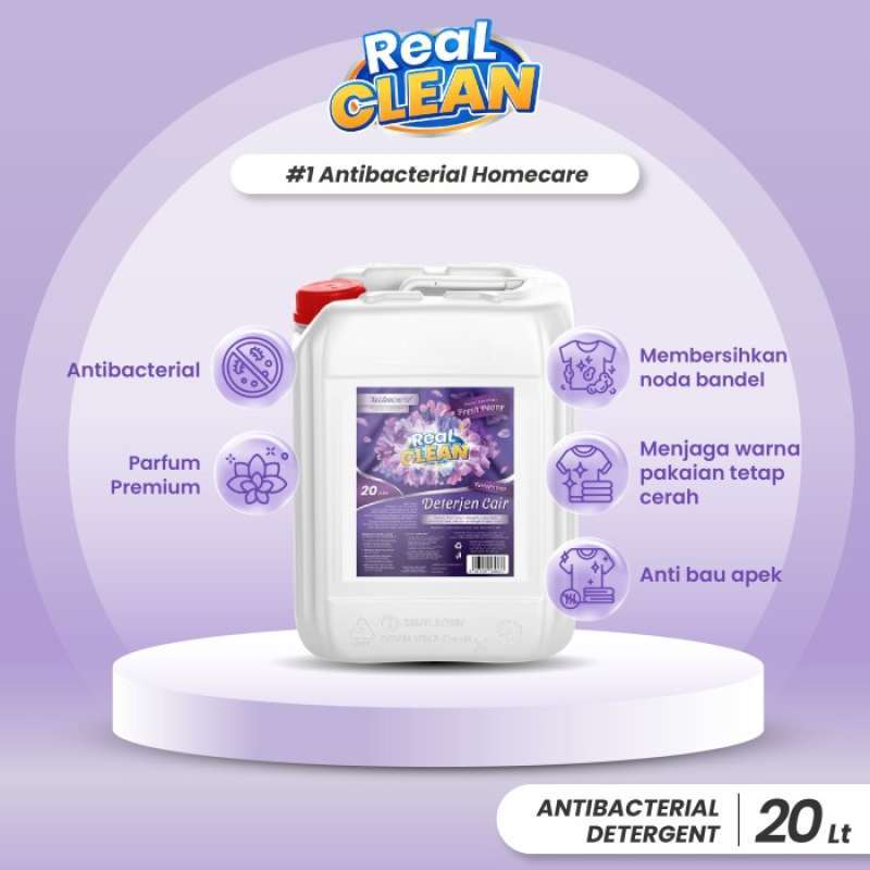Jual Real Clean Deterjen Cair Fresh Peony Antibacterial 20 Liter ...