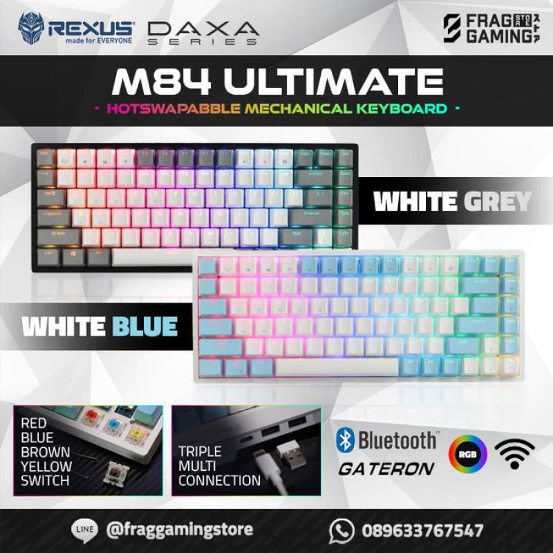 Promo Rexus Daxa M84 Ultimate Wireless / BT / Wired Mechanical Keyboard ...
