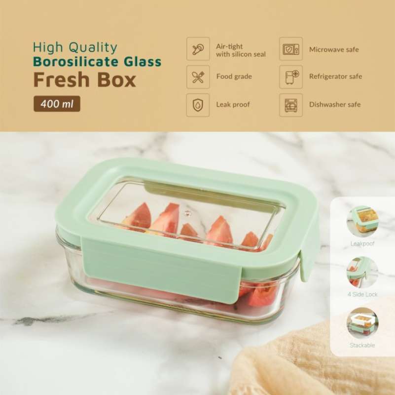 Jual Tempat Makan Kotak Kaca Glass Food Container Kedap Udara & Tahan ...