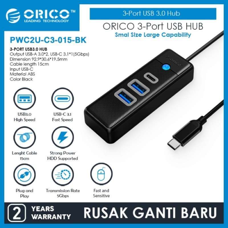 Promo Usb Hub Orico Pwc2U-C3-015 3 Port Usb3.0 Transmission Rate 5Gbps ...