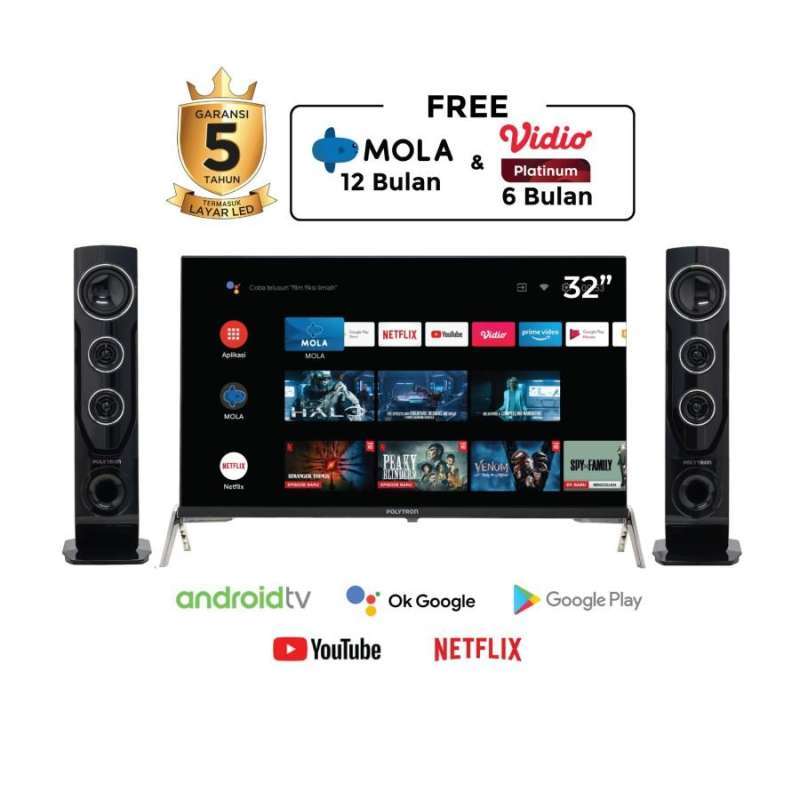 Jual Polytron PLD32TAG5959 Smart Cinemax Android TV 32 inch Speaker ...