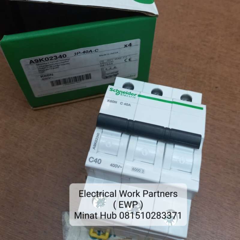 Promo PROMO SCHNEIDER MCB 3 PHASE 3P 40A 6KA 6000 C40 230V Diskon 23% ...