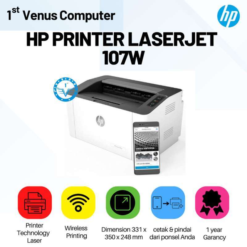 Jual Printer HP M107W 107W Laserjet Monochrome Wifi Ink Tank di Seller ...