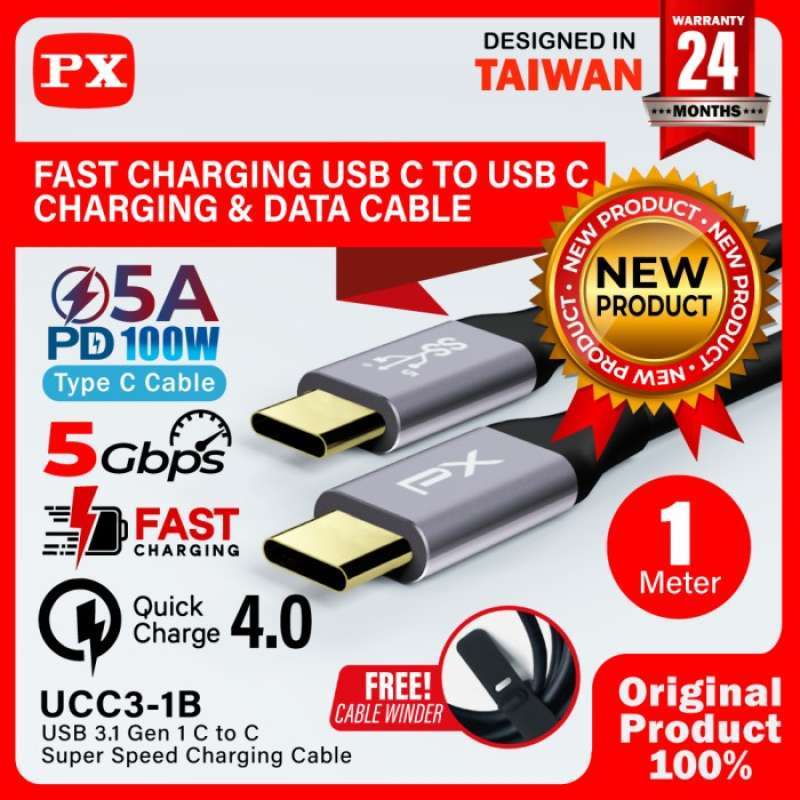 Promo KABEL FAST CHARGING TYPE C TO TYPE C KABEL DATA 100W 1METER PX ...
