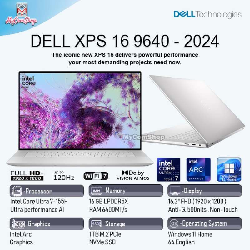 Jual Dell Xps 16 9640 Ultra 7-155h 16gb Ram 1tb Ssd Intel Arc 16 Fhd+ ...