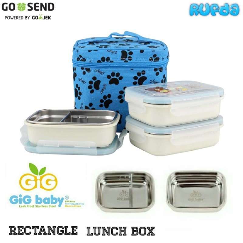 Promo GiG Baby Rectangle (Biru) Lunch Box, Kotak Makan Stainless Tahan ...