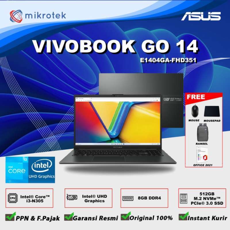 Promo Asus Vivobook Go 14 I3 N305 8gb 512 Ssd 14` W11 Ohs E1404ga ...