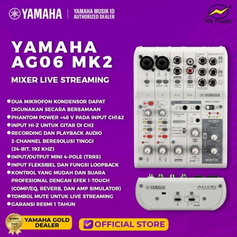 Promo Yamaha AG06 MK2 Mixer Live Streaming 6 Channel Garansi Resmi ...