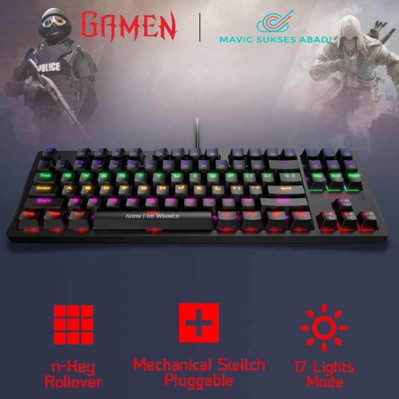 Promo GAMEN Titan II Mechanical Pluggable Switch Blue Gaming Keyboard ...