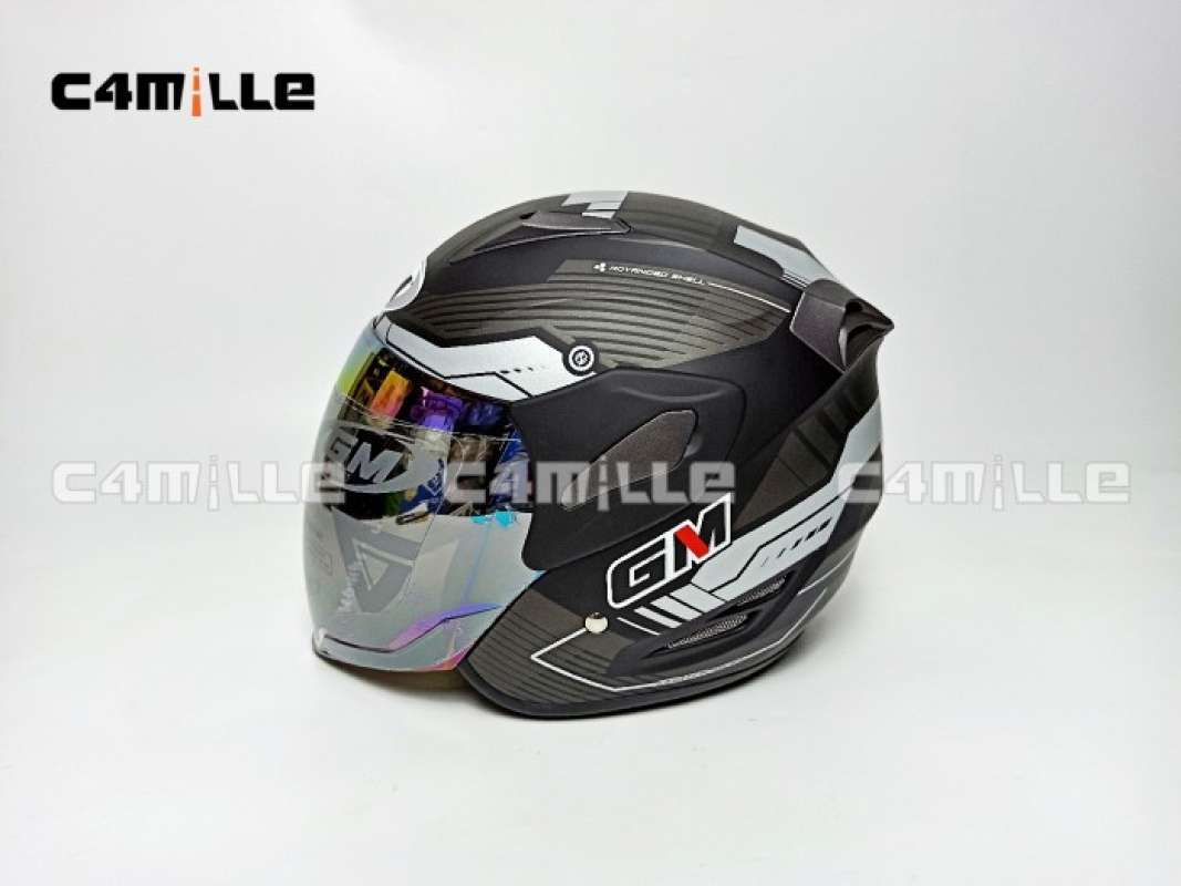 Promo New Helm Gm Fighter Vender Black Doff Silver Half Face Terbaik ...