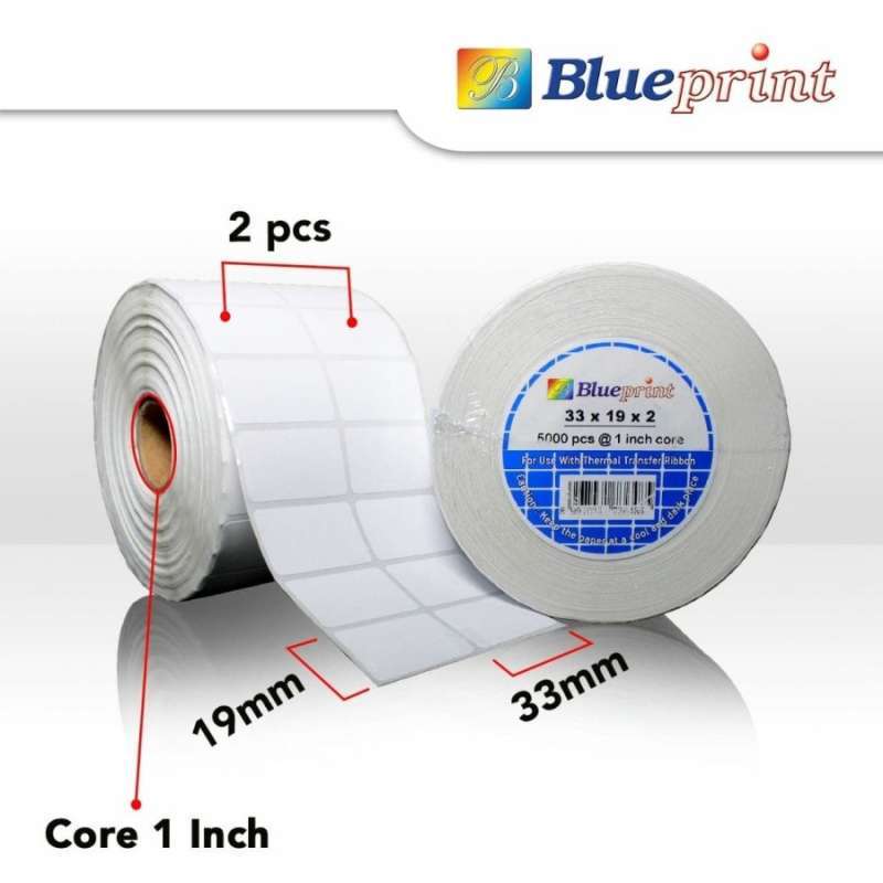 Jual Sticker Label Barcode 33x19mm 2 Line Semi Coated Blueprint Isi ...