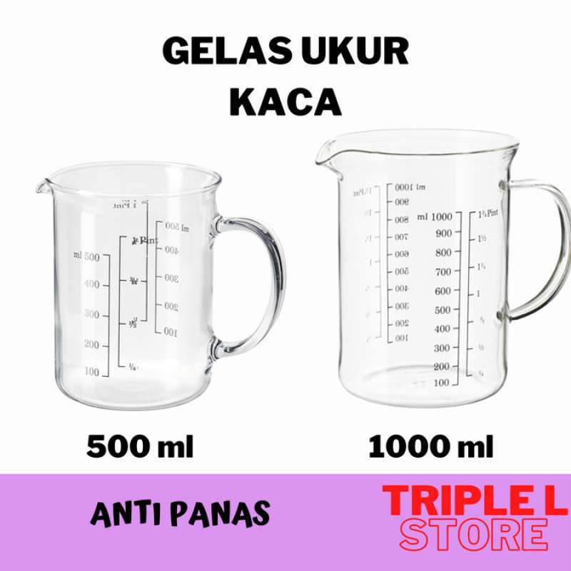 Jual Gelas Cangkir Ukur Takar Kaca Tahan Panas 500 Ml / 1000 Ml Vdg - 1 Liter Di Seller Ayato ...