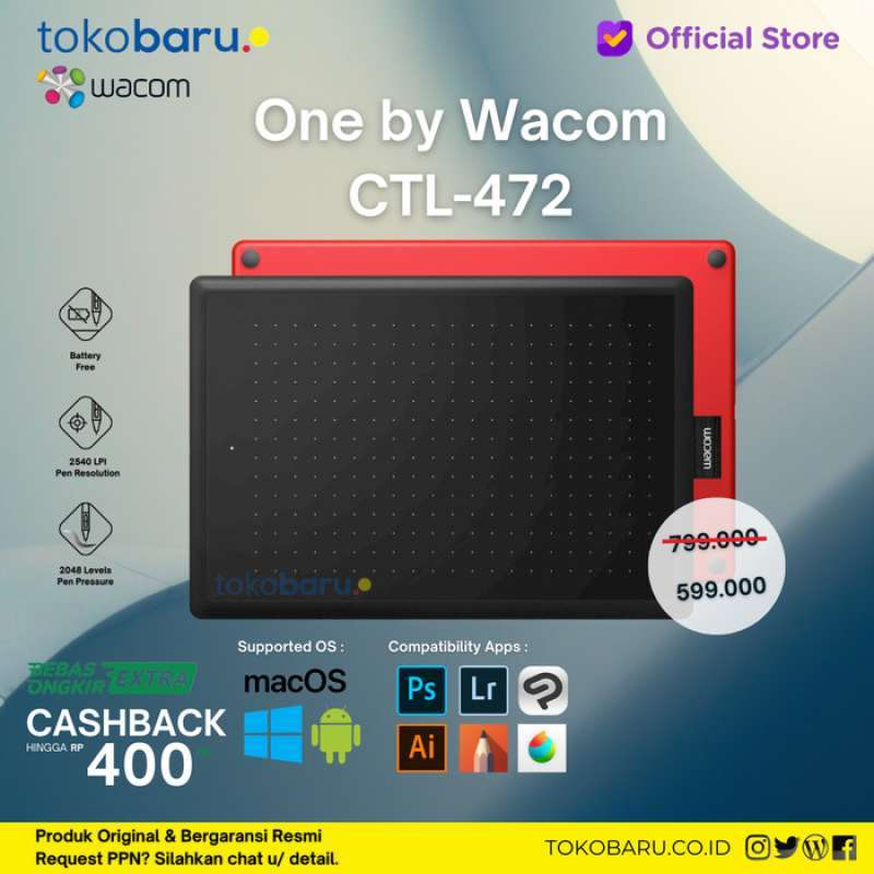 Jual Wacom Ctl-472 One By Wacom Small - Tanpa Bonus Garansi 1 Tahun Di ...