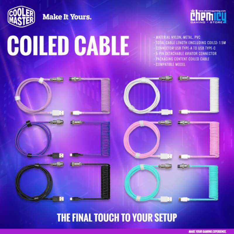 Jual Cooler Master Coiled Cable Type-c For Mechanical Gaming Keyboard ...