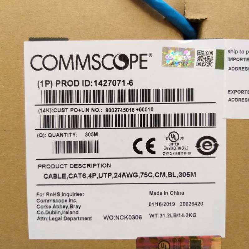 Jual Kabel Lan Utp Commscope Cat 6 @305 Meter / Amp Cat6 / Commscope Di ...