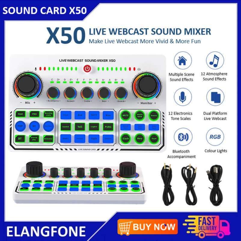 Jual Live Soundcard Sound Card X50 Live Audio Mixer Broadcast Recording ...