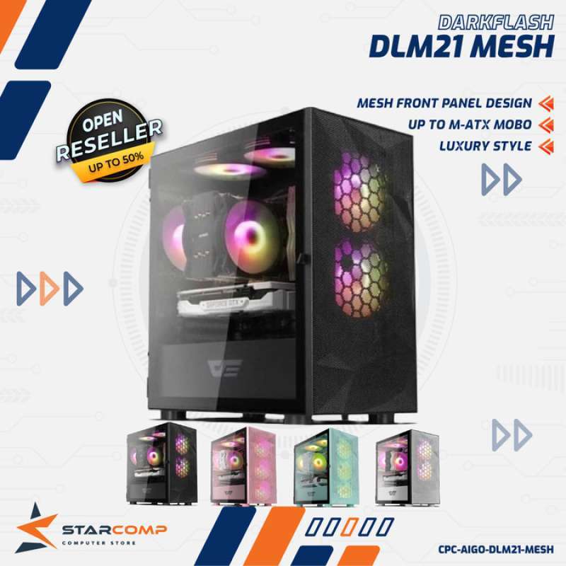 Promo Aigo Darkflash Dlm21 Mesh - Tempered Glass Micro Atx Gaming Case ...
