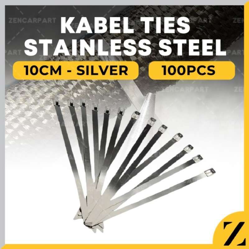 Jual Kabel Cable Ties Tie Tis Ikat Besi Stainless Sus 304 4,6 10cm 100 ...