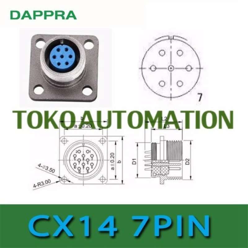 Jual X14 Cx14 14mm 7pin 7 Pin Female Socket Aviation Circular Connector ...