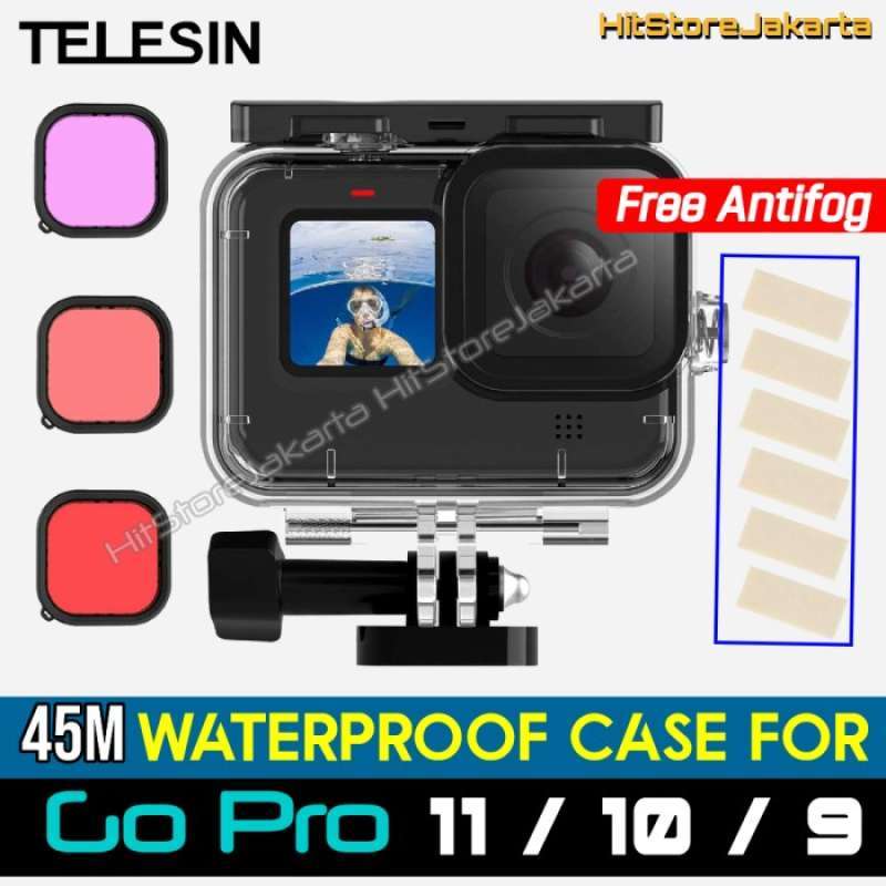 Promo Telesin Gopro Hero 10 Waterproof Case Gopro Hero 9 Dive Housing ...
