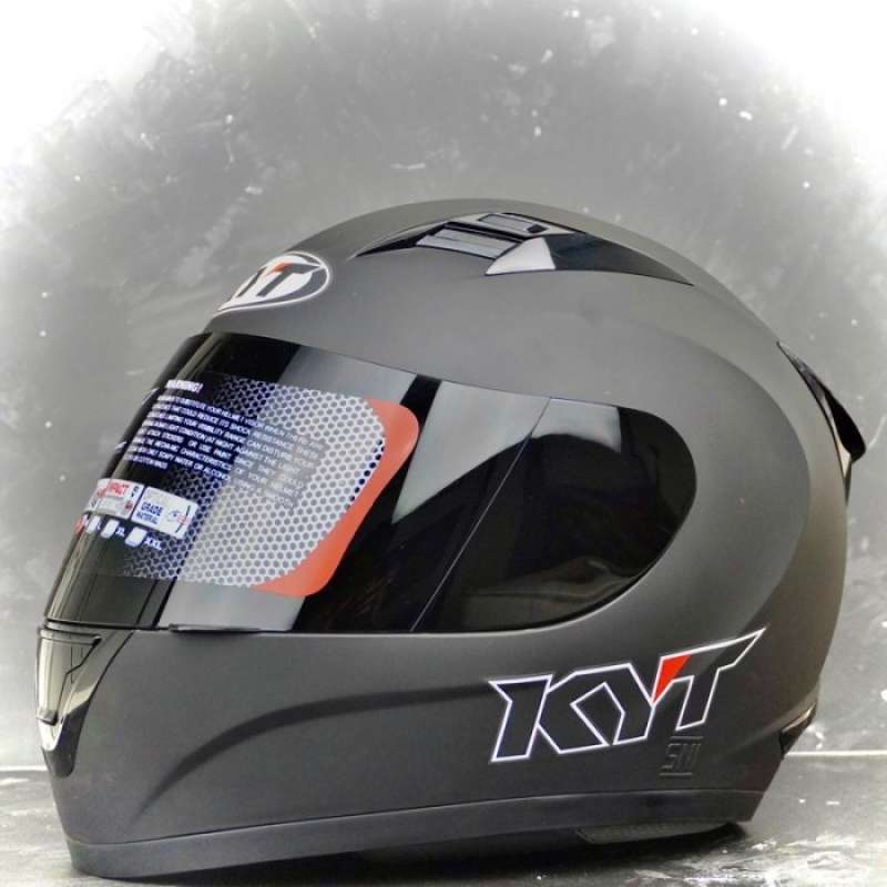 Promo Kyt Helm R10 Solid Black Doff - Iridium Visor - Spoiler 3d - Full Face - Standart, M ...