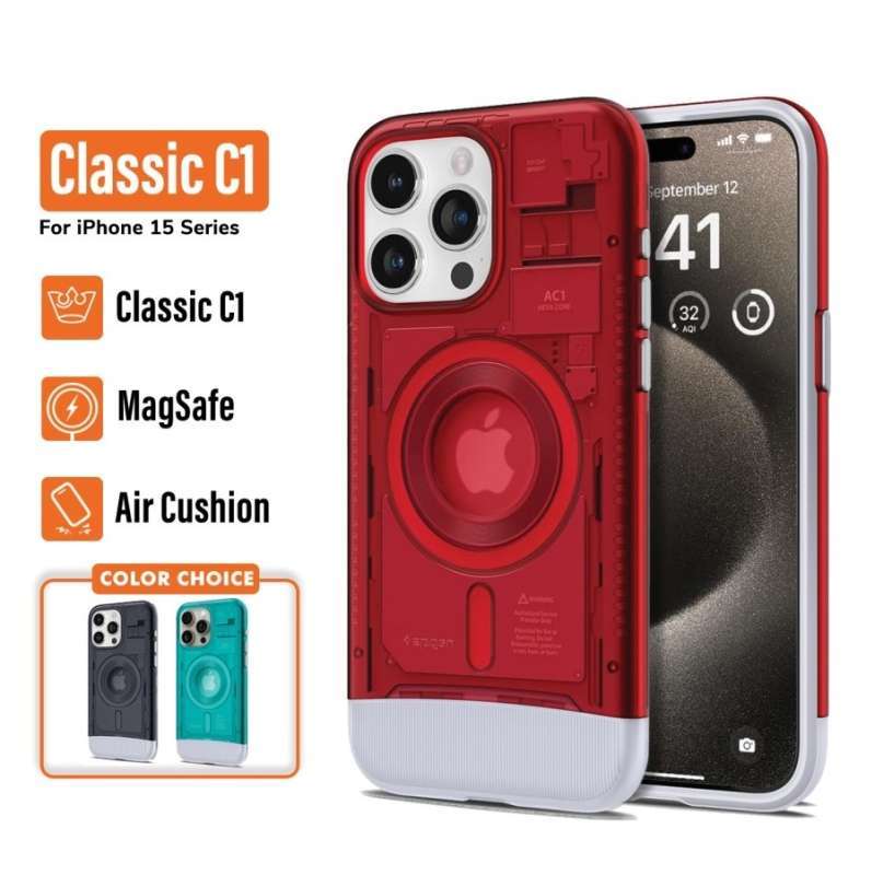 Promo Case iPhone 15 Pro Max Plus Spigen Classic C1 MagSafe Anti Shock Crack - 15 Ruby Diskon 53 ...