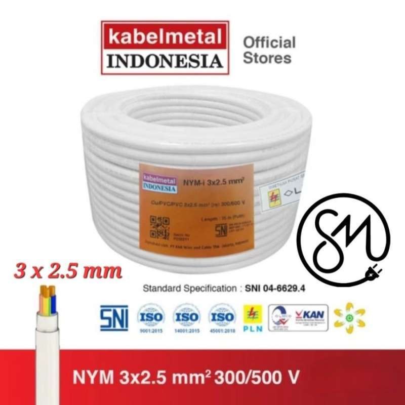 Jual Kabel Nym 3x2.5 Merek Metal Meteran Sni Kawat Tunggal 3x2,5 Mm Di Seller Sinar Matahari Sm ...