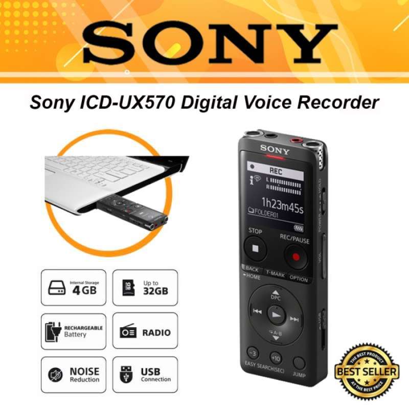 Jual Sony Icd-ux570 Stereo Digital Voice Recorder Built-in Usb - Ux570f ...