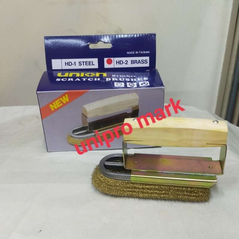 Promo Sikat Gagang Kayu Hand Brush Hd-52 Kuning Brass 3 Baris Union ...