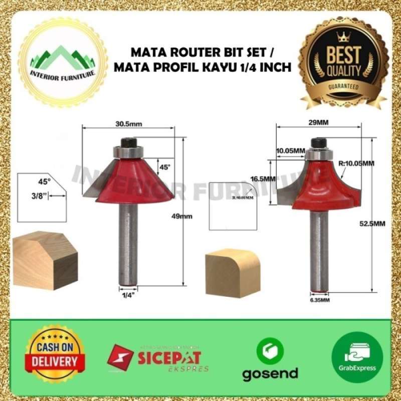Promo Mata Router Trimmer Kayu Set 12 Pc Router Bit 1/4 Set Mata Fil ...