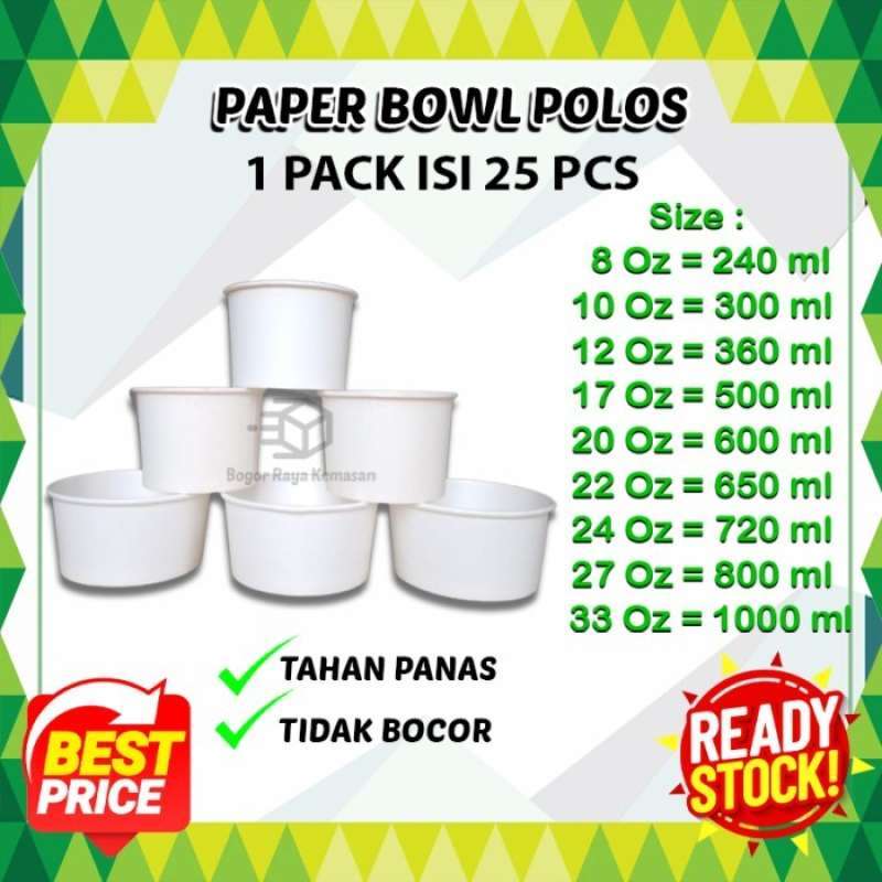 Jual Paper Bowl Polos / Mangkok Kertas Tahan Panas / Rice Bowl Di ...