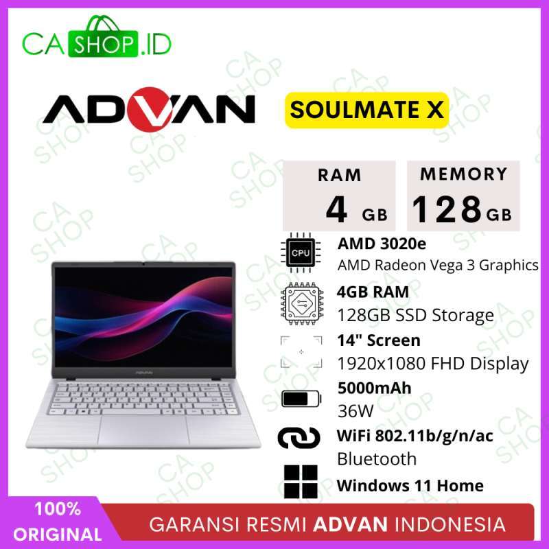Jual Laptop Advan Soulmate X RAM 8/128gb + 4/128gb Notebook Amd Windows ...
