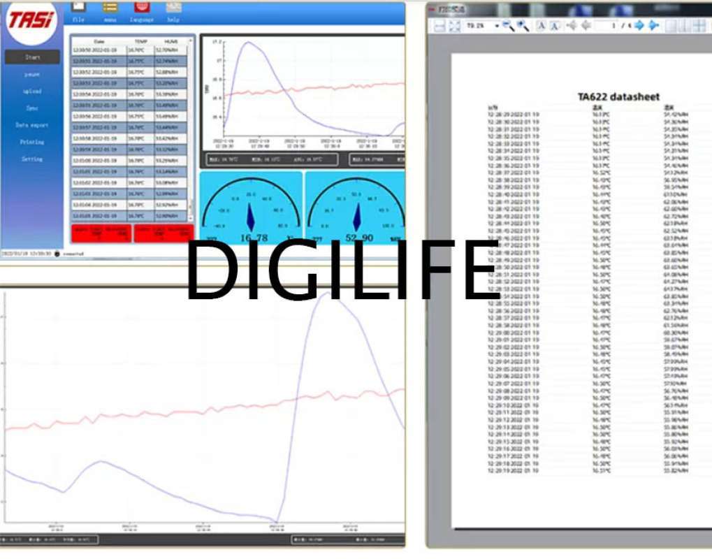 Jual Temperature Humidity Meter Data Logger Tasi Ta622b Wet Bulb Dew ...