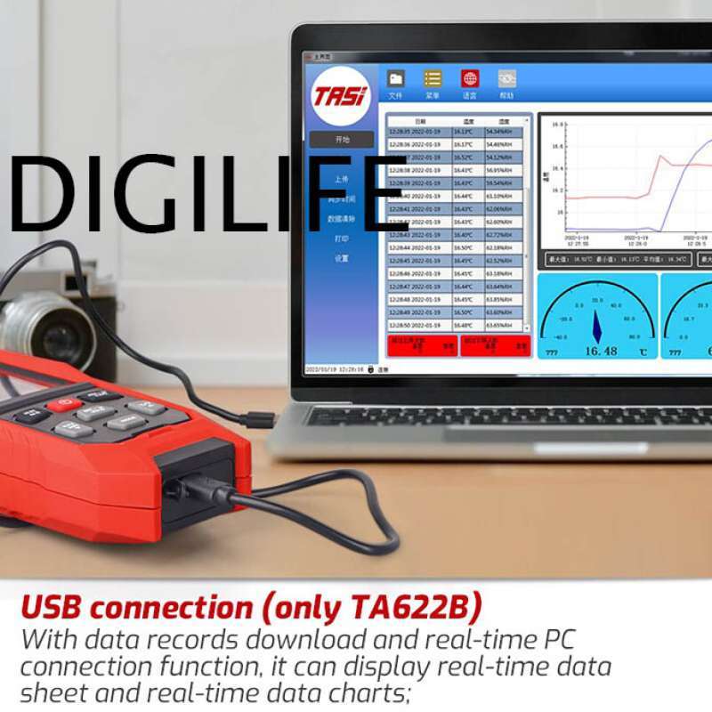 Jual Temperature Humidity Meter Data Logger Tasi Ta622b Wet Bulb Dew ...