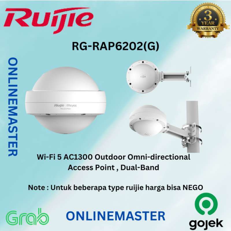 Promo Ruijie RG-RAP6202(G) Wi-Fi 5 AC1300 Outdoor Omni-directional AP ...
