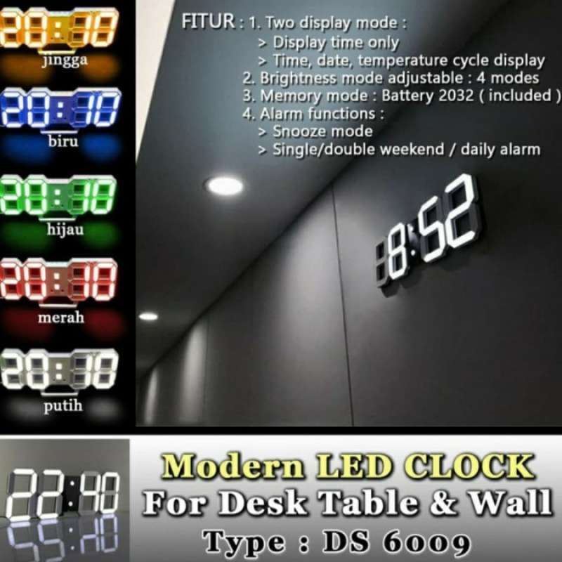 Promo Jam Meja LED Digital / Modern LED Clock Style Tipe DS 6009 ...