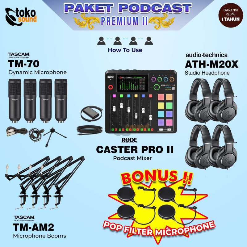 Jual Paket Podcast Premium 4 Orang - Rodecaster Pro 2 - Tascam Tm 70 ...