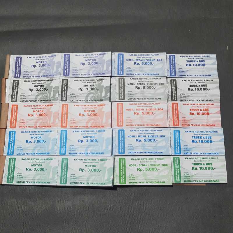 Jual Karcis Parkir Motor Mobil Truck Bis Nominal 100 Lembar 2 Sisi ...