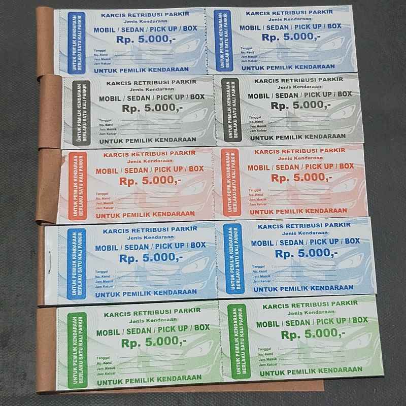 Jual Karcis Parkir Motor Mobil Truck Bis Nominal 100 Lembar 2 Sisi ...